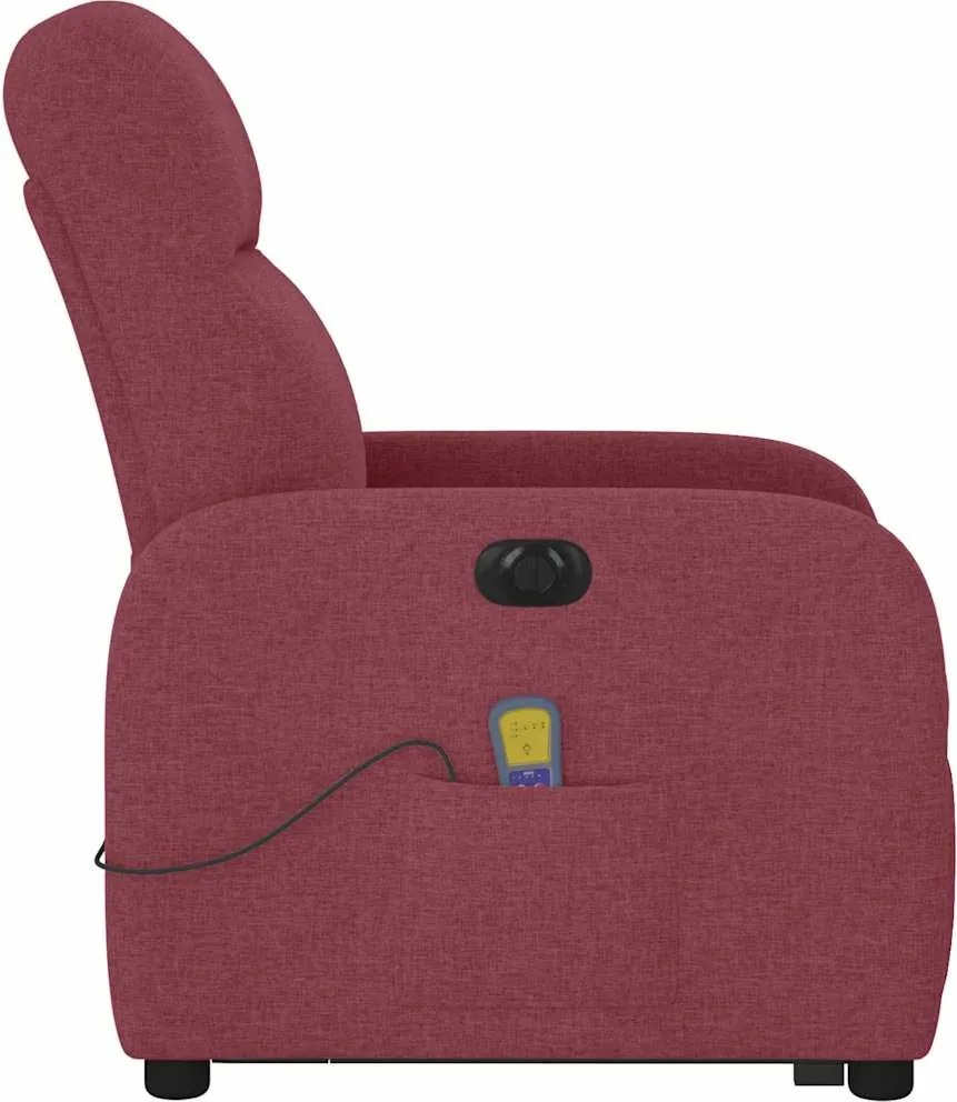 Elektrické zvedací masážní polohovací křeslo vínové textil 3303005