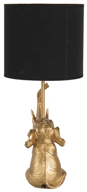 Stolní lampa ve tvaru zlatého slona s černým stínidlem – 20x46 cm