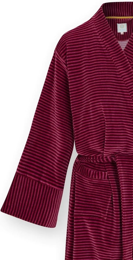 Pip Studio Naomi Kimono Velvet Little Sumo Stripe, červeno-růžové (Bavlněné sametové kimono)