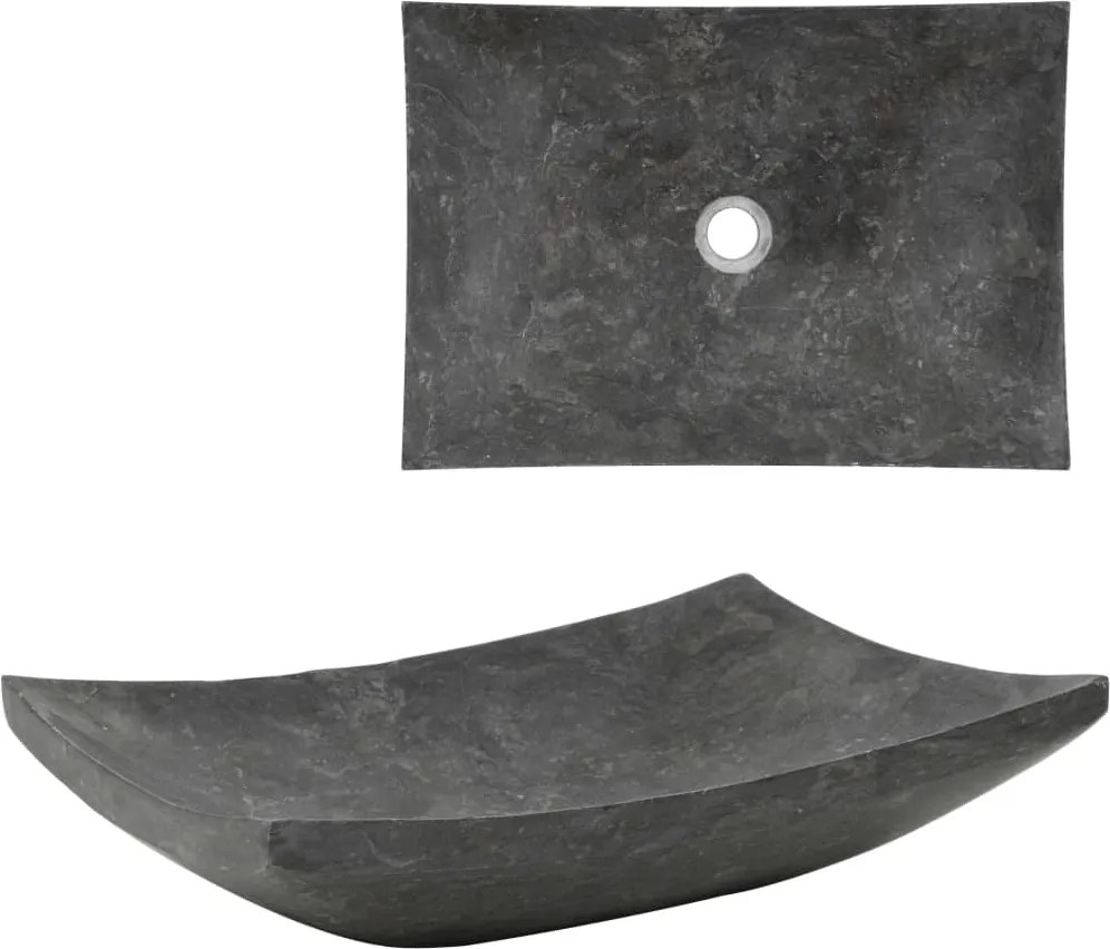 Umyvadlo 50 x 35 x 12 cm mramor černé 142764