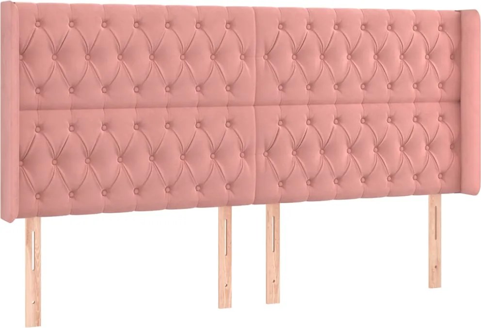 Čelo postele typu ušák růžové 183x16x118/128 cm samet 3119981