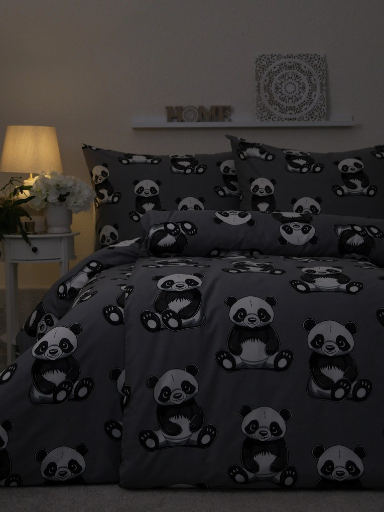 MK Lůžkoviny Prodloužené bavlněné povlečení Renforcé - Panda 140 × 220 cm, 70 x 90 cm