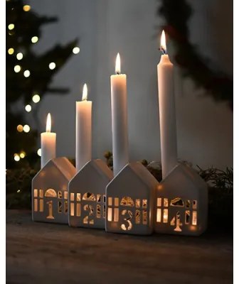 Adventní svícen Staden Houses White - set 4 ks Storefactory Scandinavia