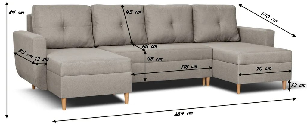 Rohová sedací souprava s funkcí spaní DORIS MAX Žlutá