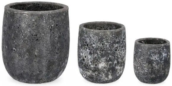 BIZZOTTO Set 3 květináčů DUYEN antracitový