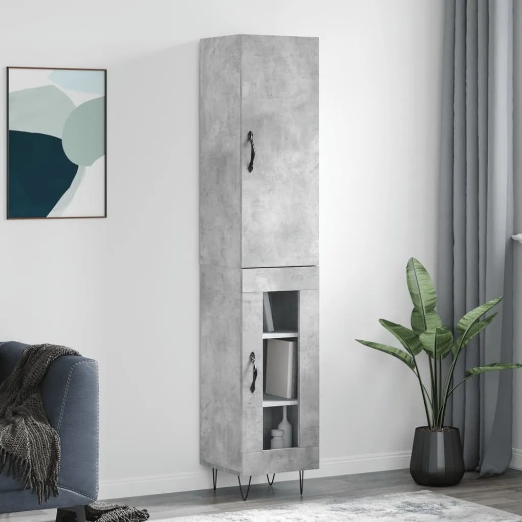 Skříň highboard betonově šedá 34,5x34x180 cm kompozitní dřevo 3199077