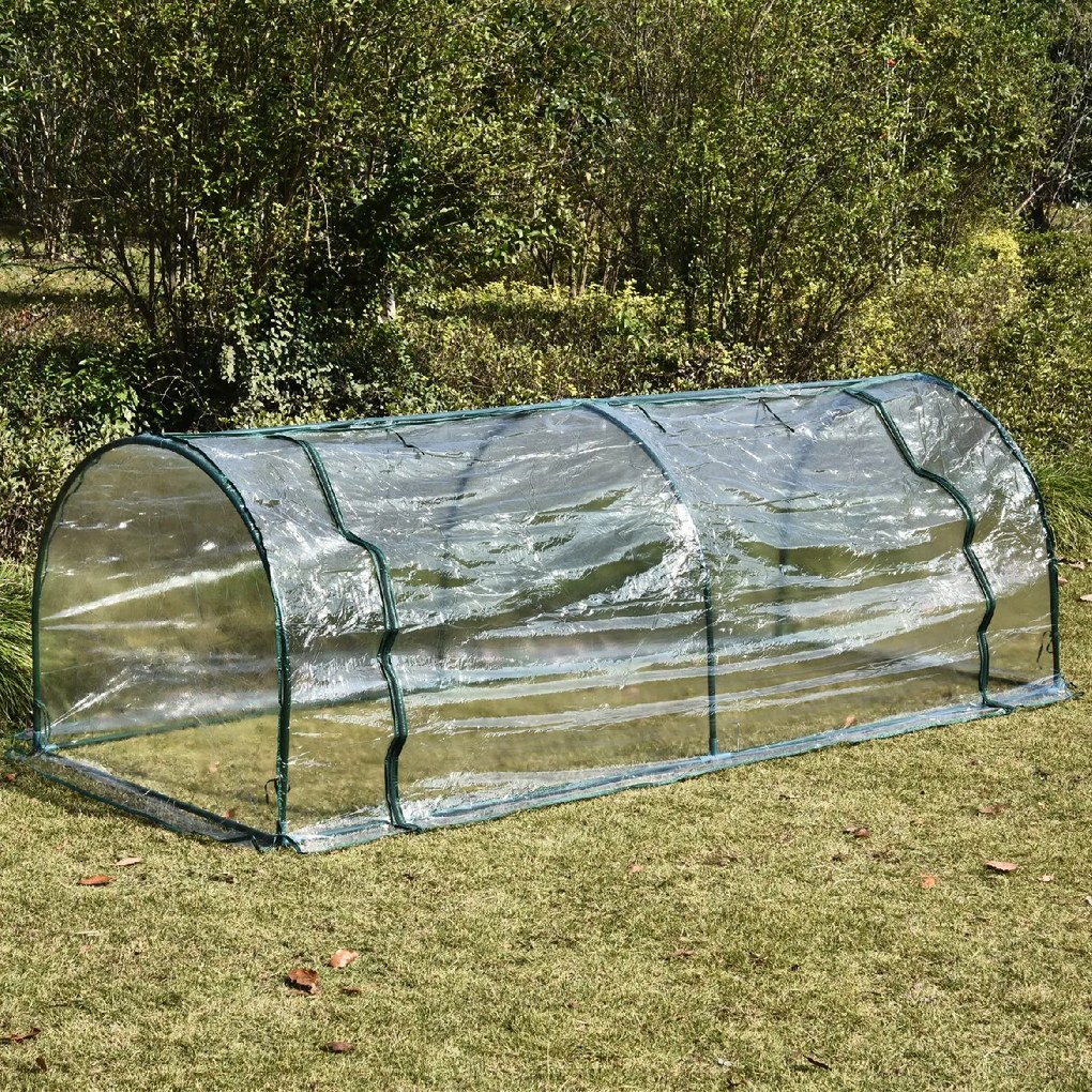 Outsunny Skleník s dveřmi, chladicí rám, pěstování rostlin, ocel PVC, 250x100x80cm