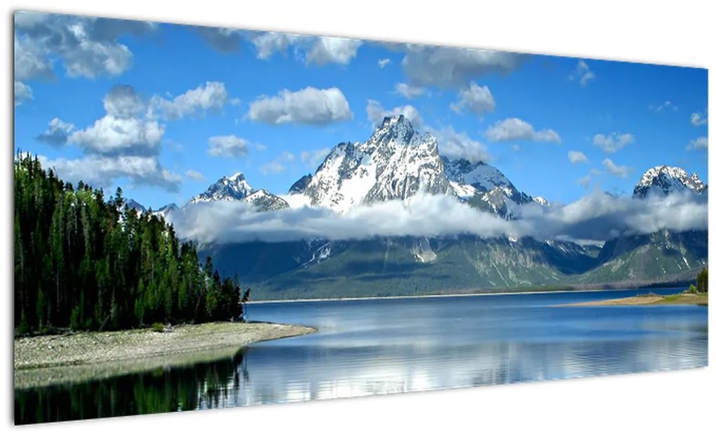 Obraz - zasněžené vrcholky hor (100x40cm)
