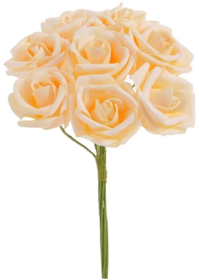 Dekorační pěnové růže - meruňková 8 kusů