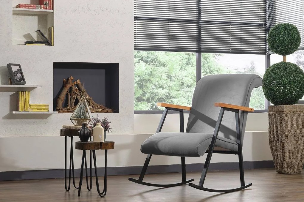 Designové houpací křeslo Baines šedé