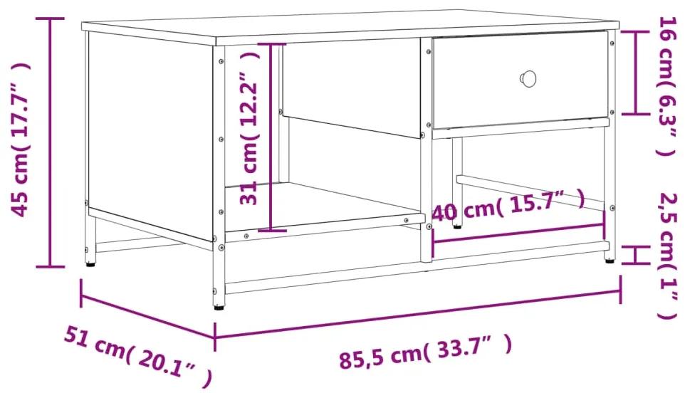 Konferenční stolek kouřový dub 85,5x51x45 cm kompozitní dřevo - Default Title