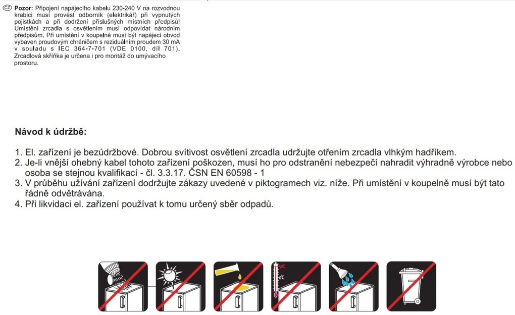 INTEDOOR zrcadlo s LED osvětlením LI4 ZS 70/70 TF