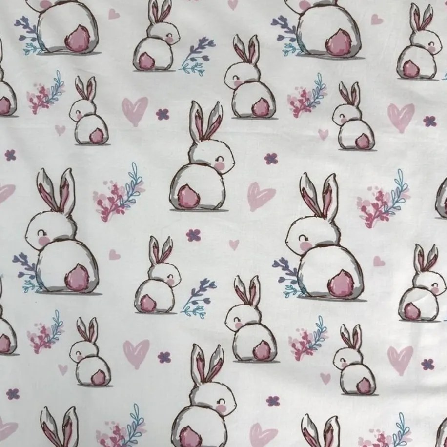 Bavlněné povlečení do postýlky BUNNY SWEET bílé Rozměr povlečení: 40 x 60 cm | 100 x 135 cm