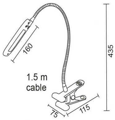 ACA Lighting LED stolní lampička s vypínačem a klipem BAZ 5W/230V/4000K/340Lm/120°/IP20, růžová