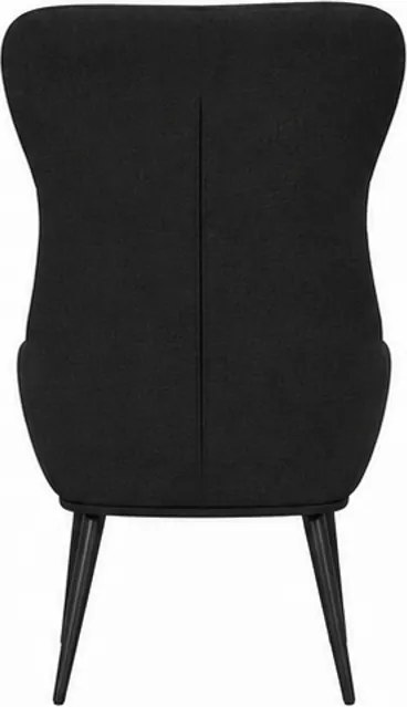 relaxační křeslo, odpočinkové, dřevo/kov/textil, 96x68x79 cm, nohy černé/černá, Dekorino KR20260060
