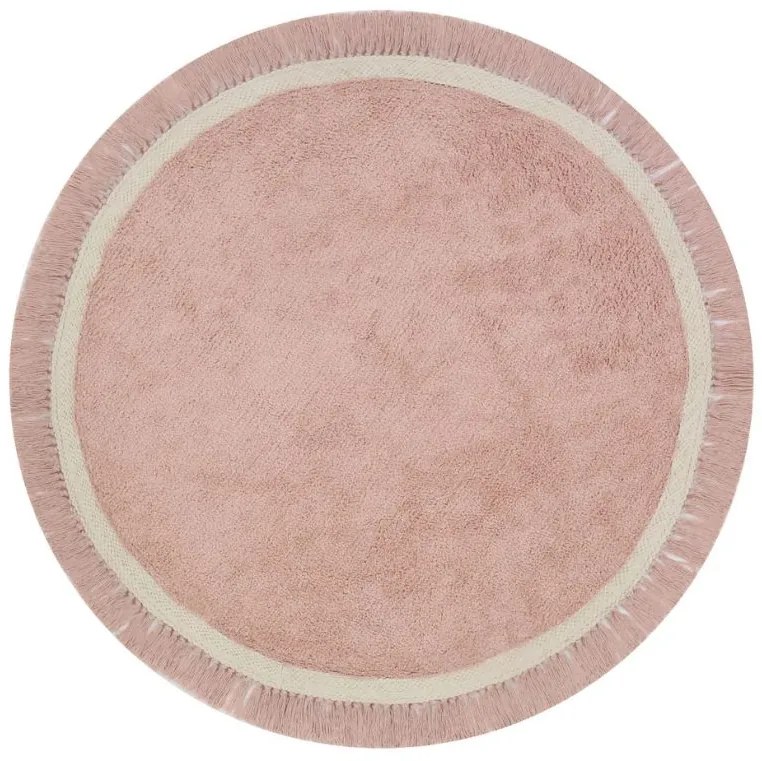 Kulatý koberec ROSA s třásněmi růžový