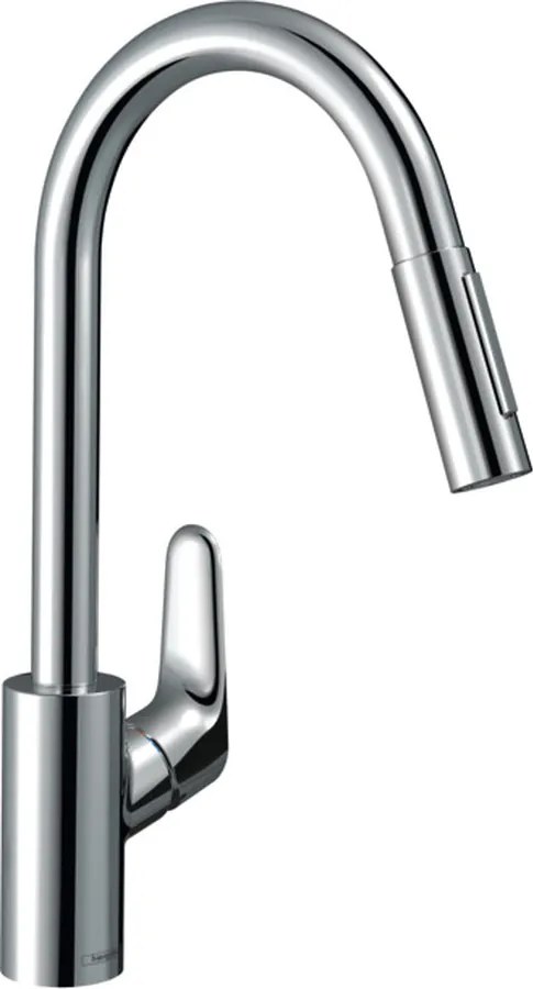 Hansgrohe Focus M41, páková kuchyňská baterie 240, Eco, vytahovatelná sprška, 2jet, chromová, HAN-31833000
