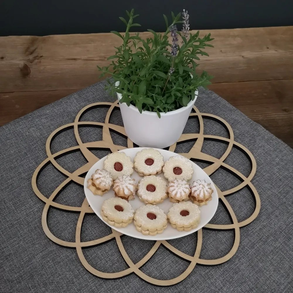 AMADEA Dřevěné prostírání kulaté mandala, masivní dřevo, průměr 33 cm