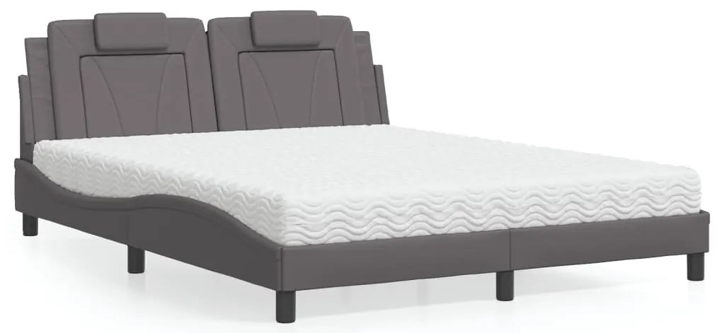Postel Viana s matrací šedá 160 x 200 cm umělá kůže 3208806