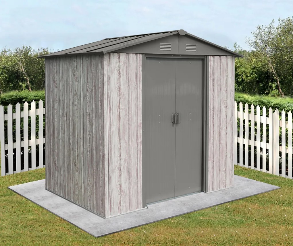 Zahradní domek BestBerg ZDB-2SD / 2,5 m² / 194 x 131 x 184 cm / dekor bílé dřevo/šedá