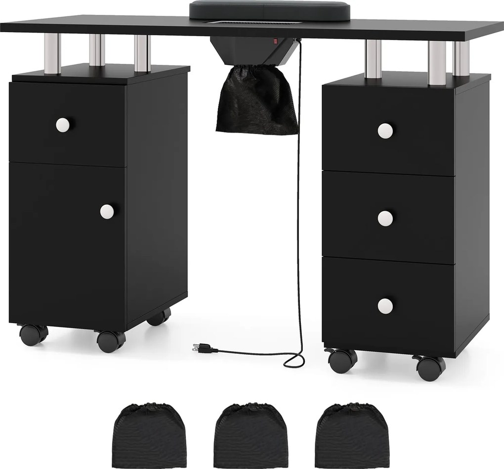 Costway Manikúrní stůl s elektrickým odsáváním prachu a podpěrou