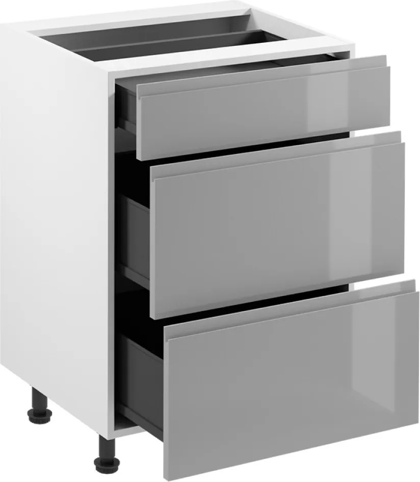Spodní skříňka, bílá/šedá extra vysoký lesk HG, AURORA D60S3