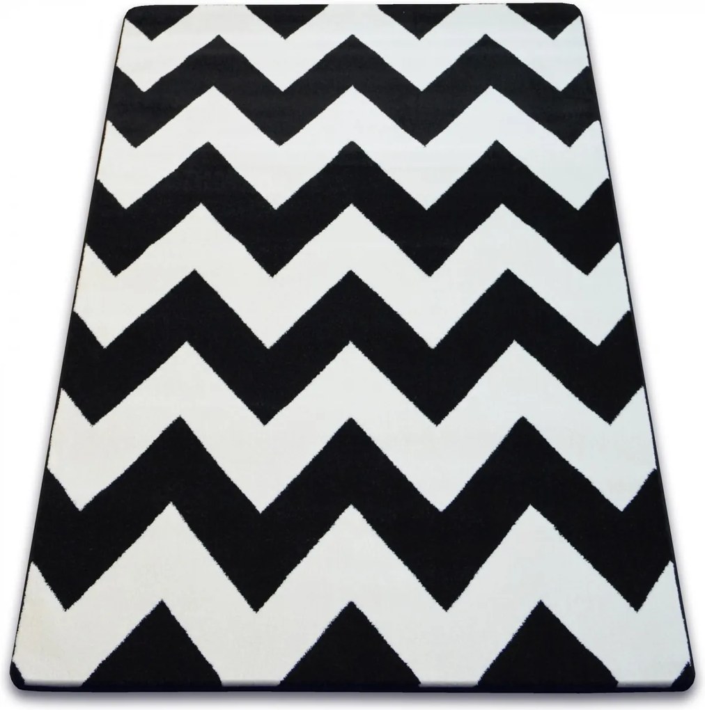 Kusový koberec SKETCH Crooked bílo-černý 160x220
