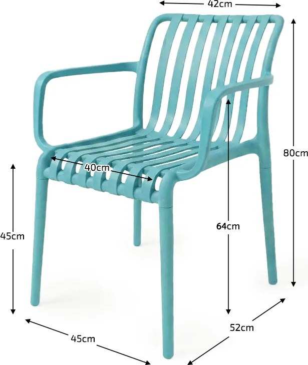 Zahradní set TREGO ISLAND - 4 židle s područkami a kulatý stůl ø 90 cm, modrá