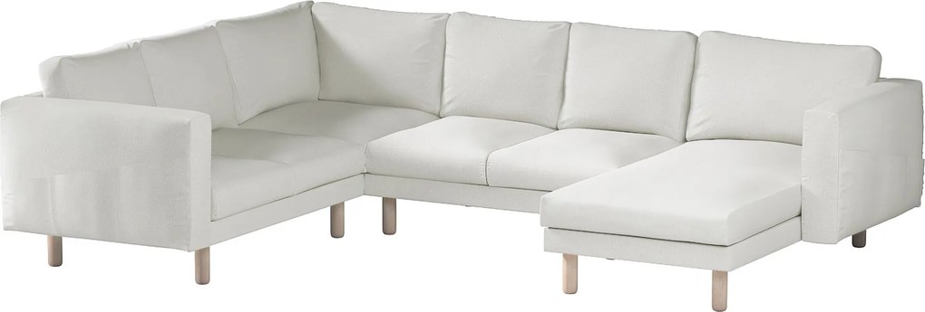 Potah na pohovku IKEA Norsborg rohová, 5-místná se šezlongem barva krémová látka pletený vzor
