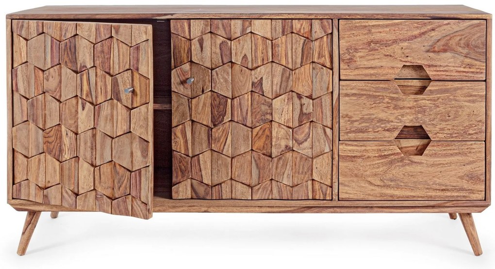 BIZZOTTO hnědá komoda KANT se 2 dvířky a 3 zásuvkami 77x145 cm 0746519