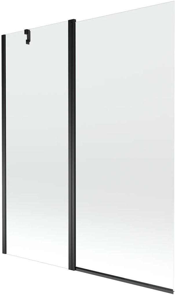 Mexen Flip, 1-křídlová vanová zástěna 140 x 150 cm, 6 mm čiré sklo, černý profil, 894-140-101-70-00