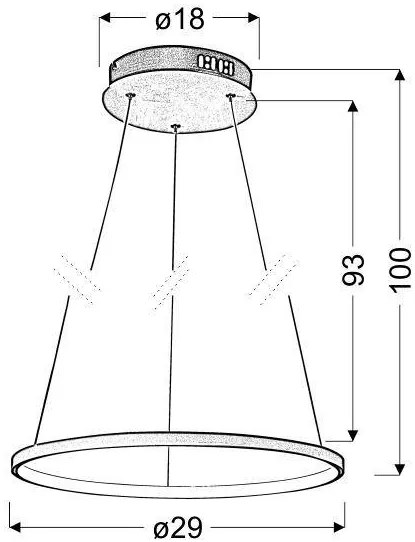 Chromové závěsné LED svítidlo Lune kulaté 29cm 18W - Candellux