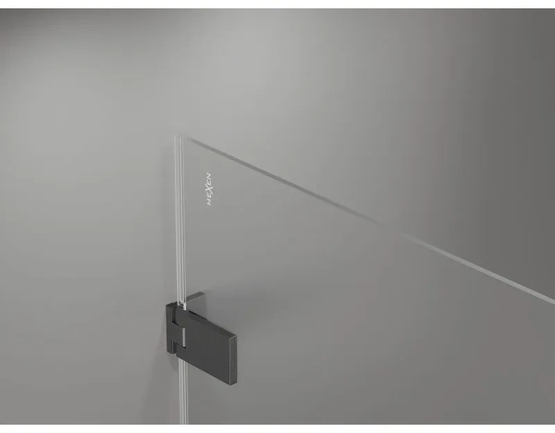 Mexen, Mexen Lunar-F pravé sklápěcí sprchové dveře 80 cm, transparentní, pistolově šedé kartáčované - 836-080-000-66-00-P