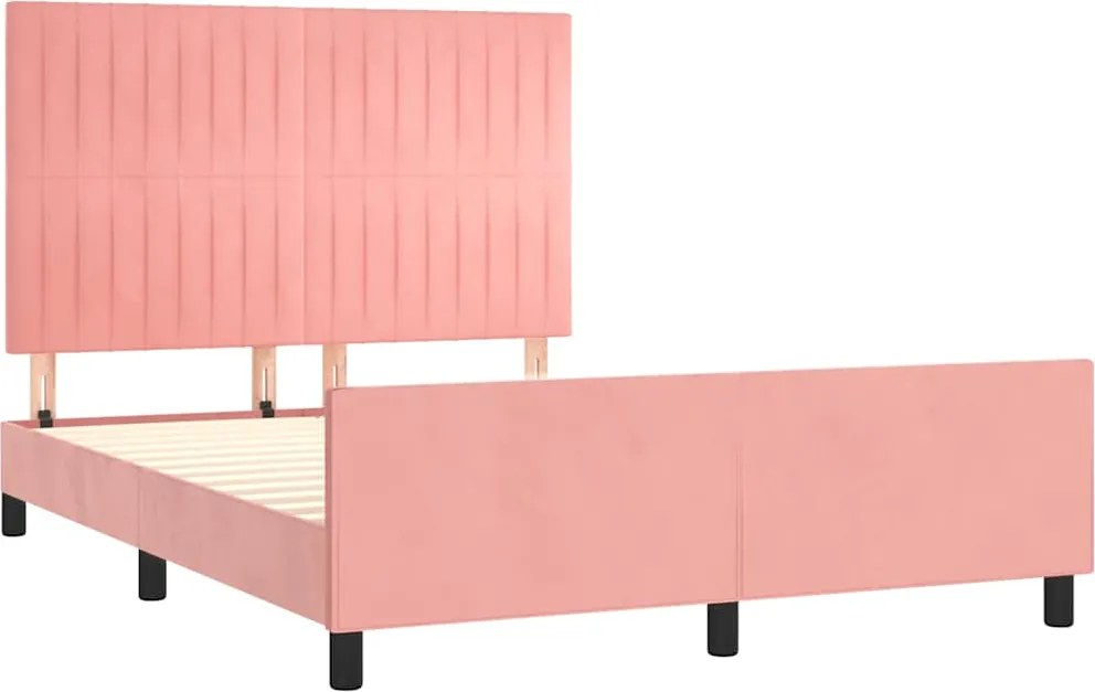 Rám postele s čelem růžový 140x200 cm samet 3125884