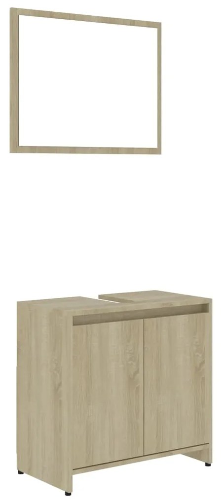3dílný set koupelnového nábytku II - bez madel - dřevotříska | dub sonoma
