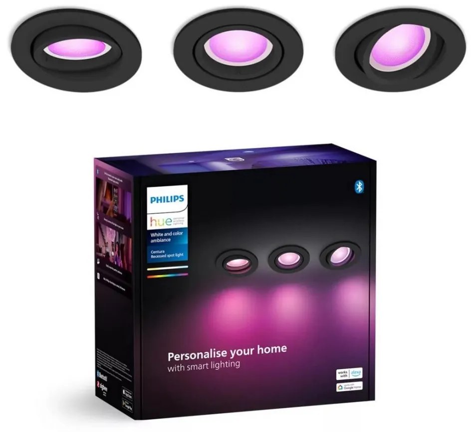 Philips - SADA 3xLED RGBW Stmívatelné podhledové Hue CENTURA 1xGU10/4,2W/230V