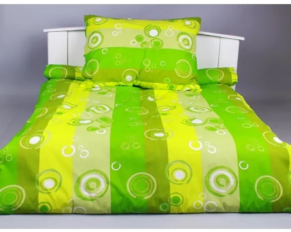 Krepové povlečení české výroby 140x200 na 2 postele - Ariel zelené bubliny Lobles