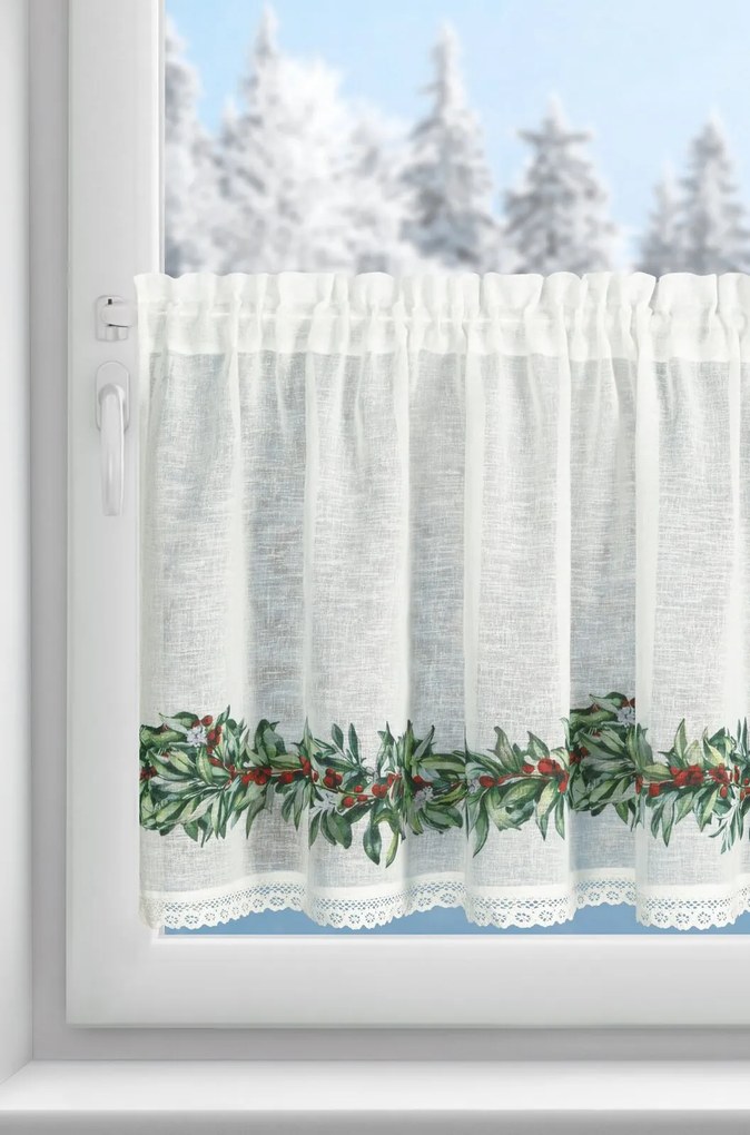 KRÁTKÁ VÁNOČNÍ ZÁCLONA NA PÁSCE XMAS8 150X60 CM VZOROVANÁ