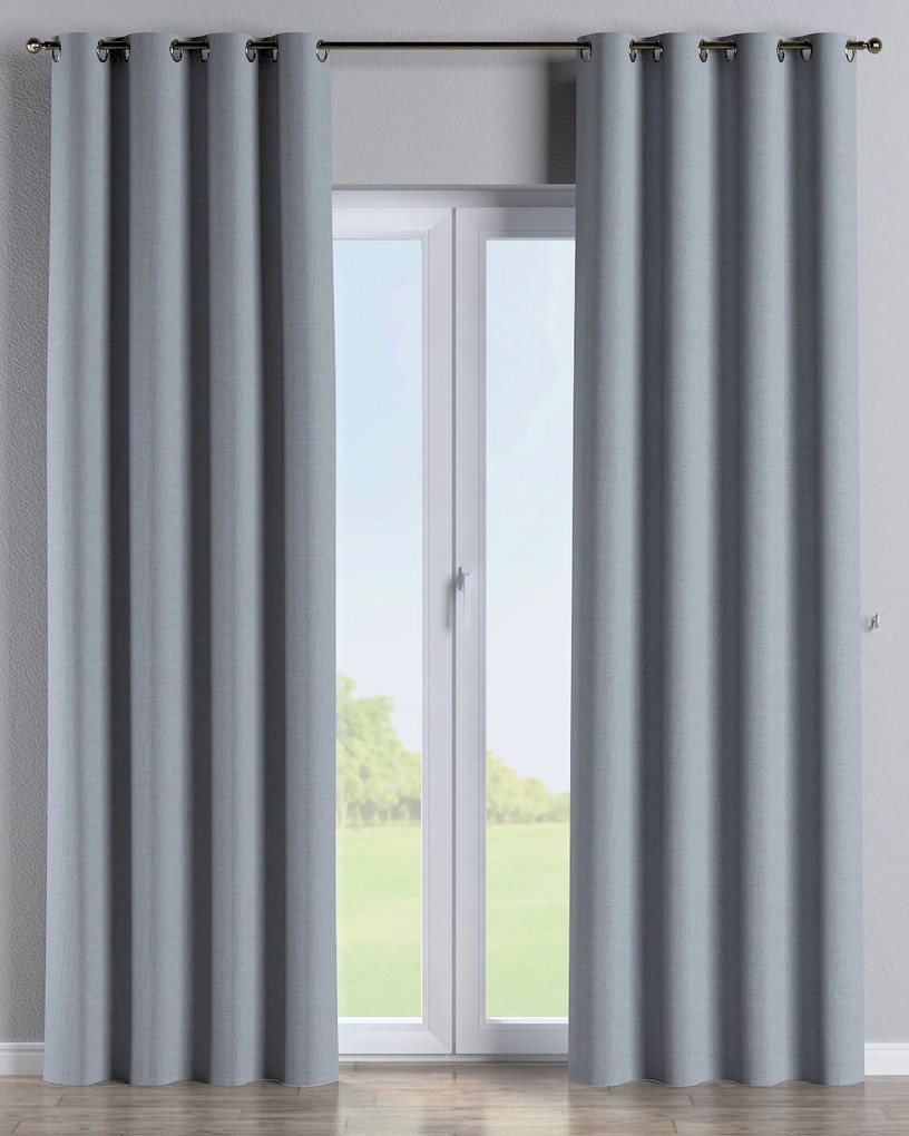 Závěs na kroužcích barva modrá látka pletený vzor, zatemňovací
