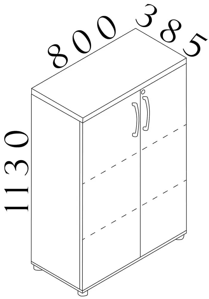 Střední skříň Visio LUX 80 x 38,5 x 113 cm, ořech