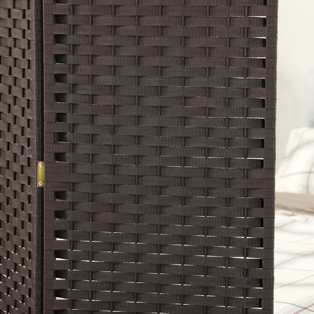 HOMCOM 4-panelový dělicí panel 160x170 cm Skládací oddělovač pro obývací pokoj, ložnici a kancelář Hnědý