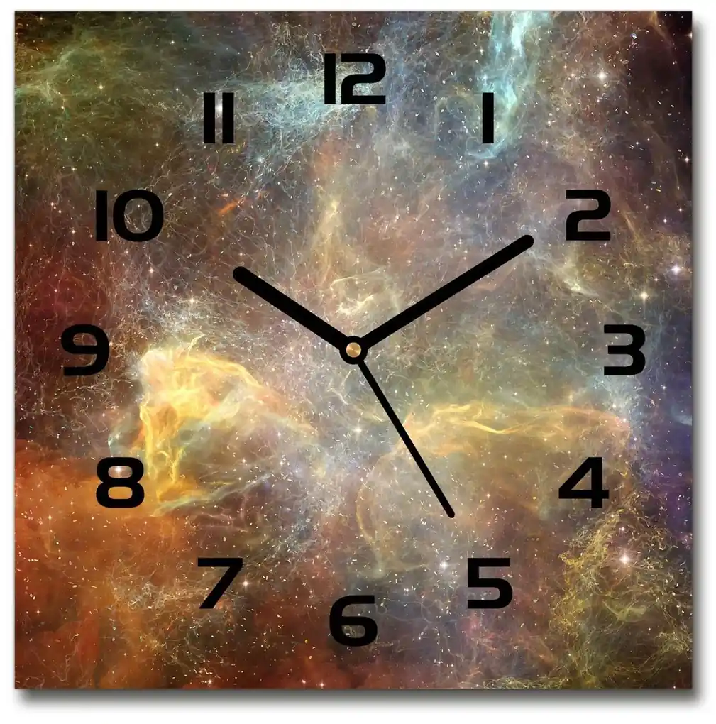 Skleněné nástěnné hodiny čtverec Vesmír | Biano