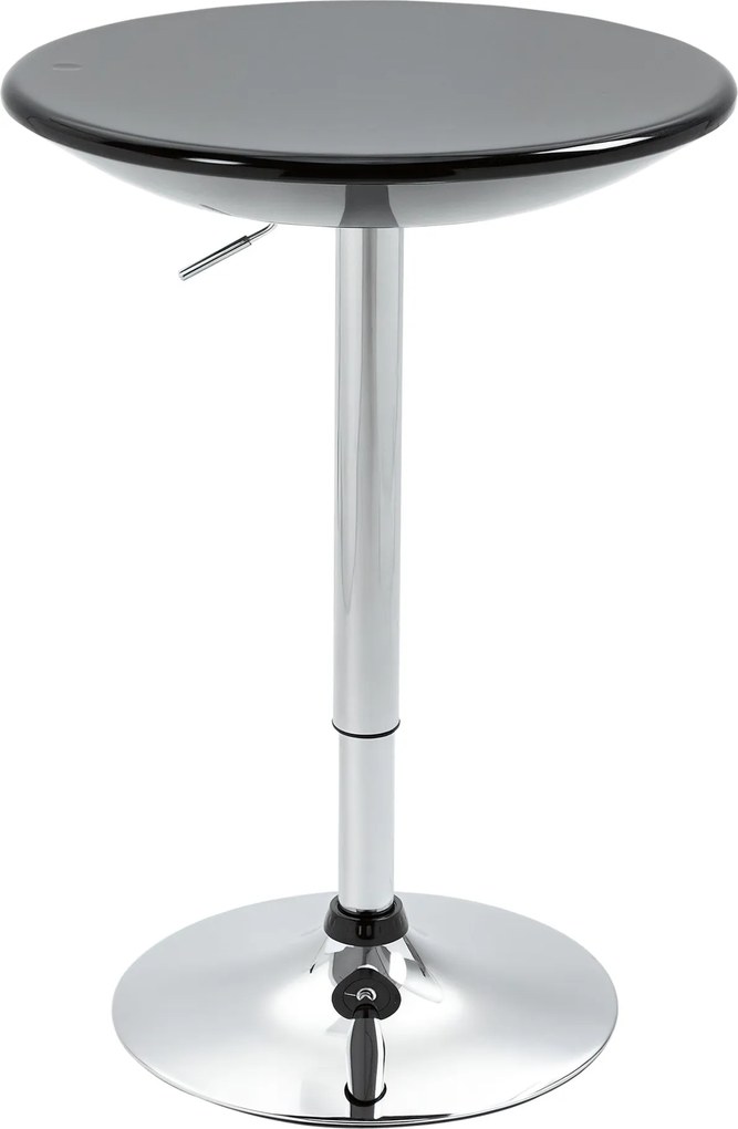 HOMCOM Kulatý Barový Stůl s Otočným Víkem, Plynovým Zvedáním a Nastavitelnou Výškou, Ocelová Základna, Φ61x76-97cm, Černý | Aosom