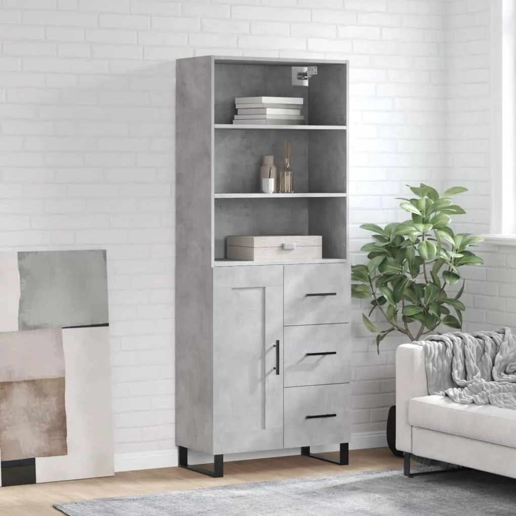 Skříň highboard betonově šedá 69,5x34x180 cm kompozitní dřevo 3190049