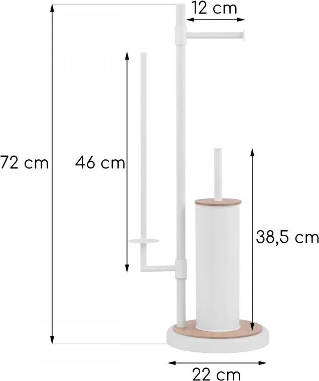 Erga Sisu, držák na toaletní papír se zásobníkem a WC kartáčem 3v1, bílá-hnědá, ERG-YKA-P.SISU-WHT-B