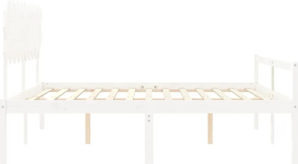 Postel s čelem pro seniory bílý 200x200 cm masivní dřevo 3195567