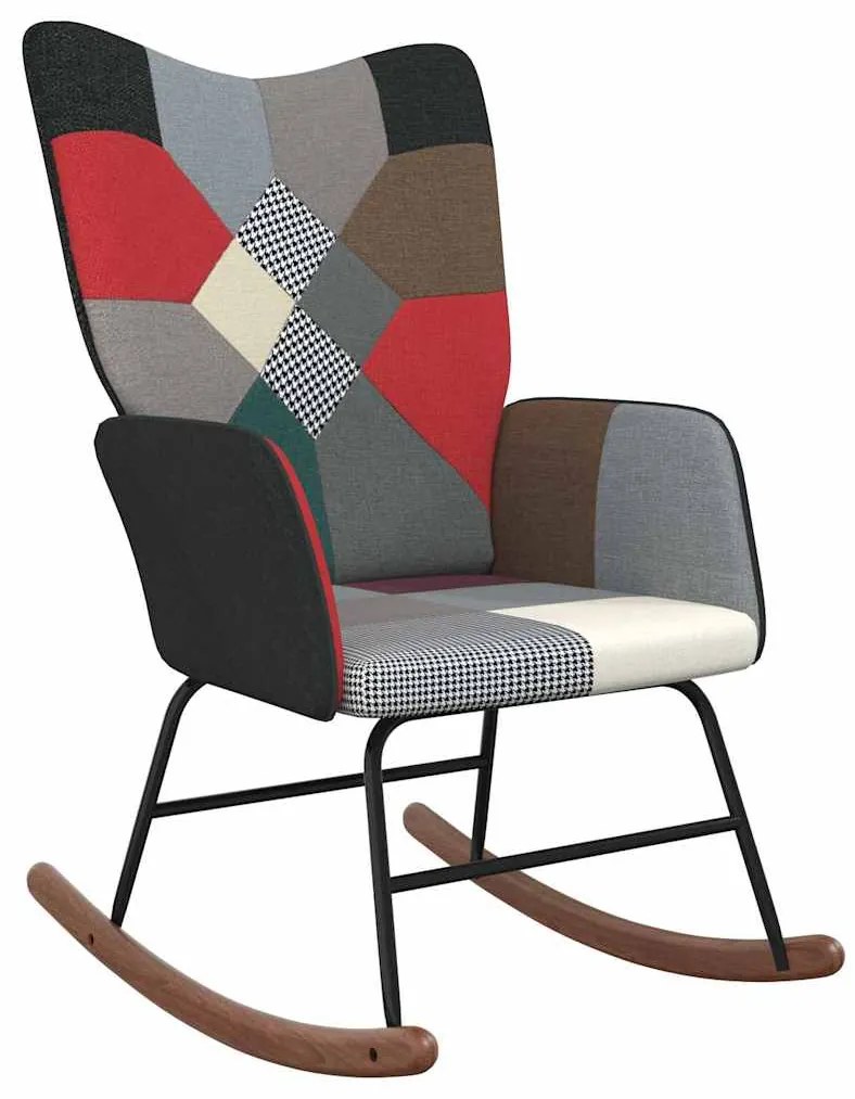 Houpací křeslo patchwork textil 328203