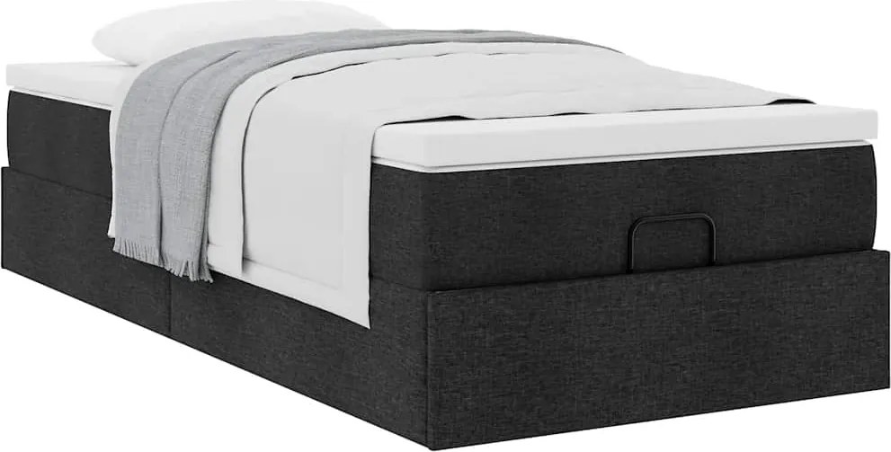 Osmanský rám postele s matrací černá 80x200cm textil 3311066
