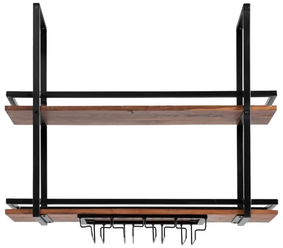 furniture-nabytek.cz - Masivní závěsná police Arvello z kovu a dřeva, lakovaná, hnědá – 100×25×80 cm