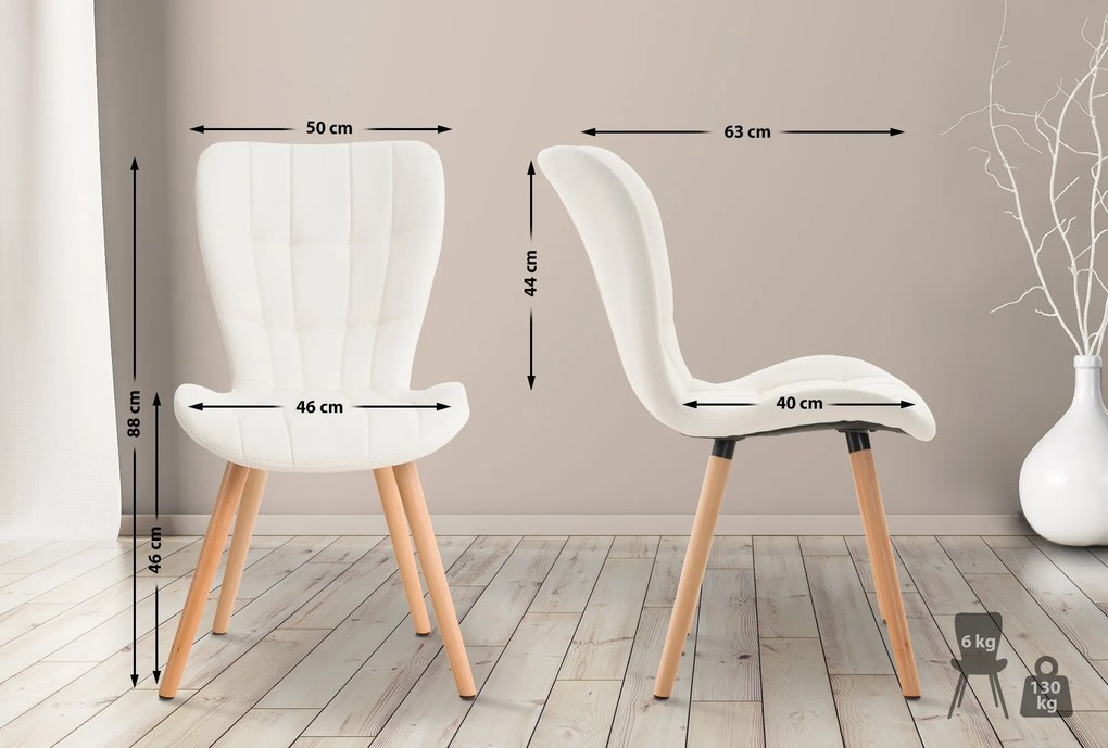 Sada 2 ks židle Elda umělá kůže – bílá